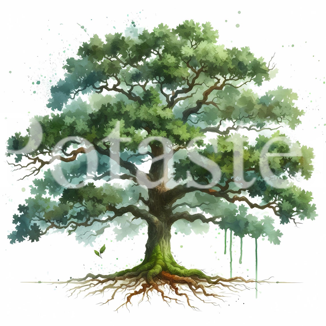 5 Oak Tree Clipart Green Oak Tree Green Summer Tree Spring Tree Digital ...