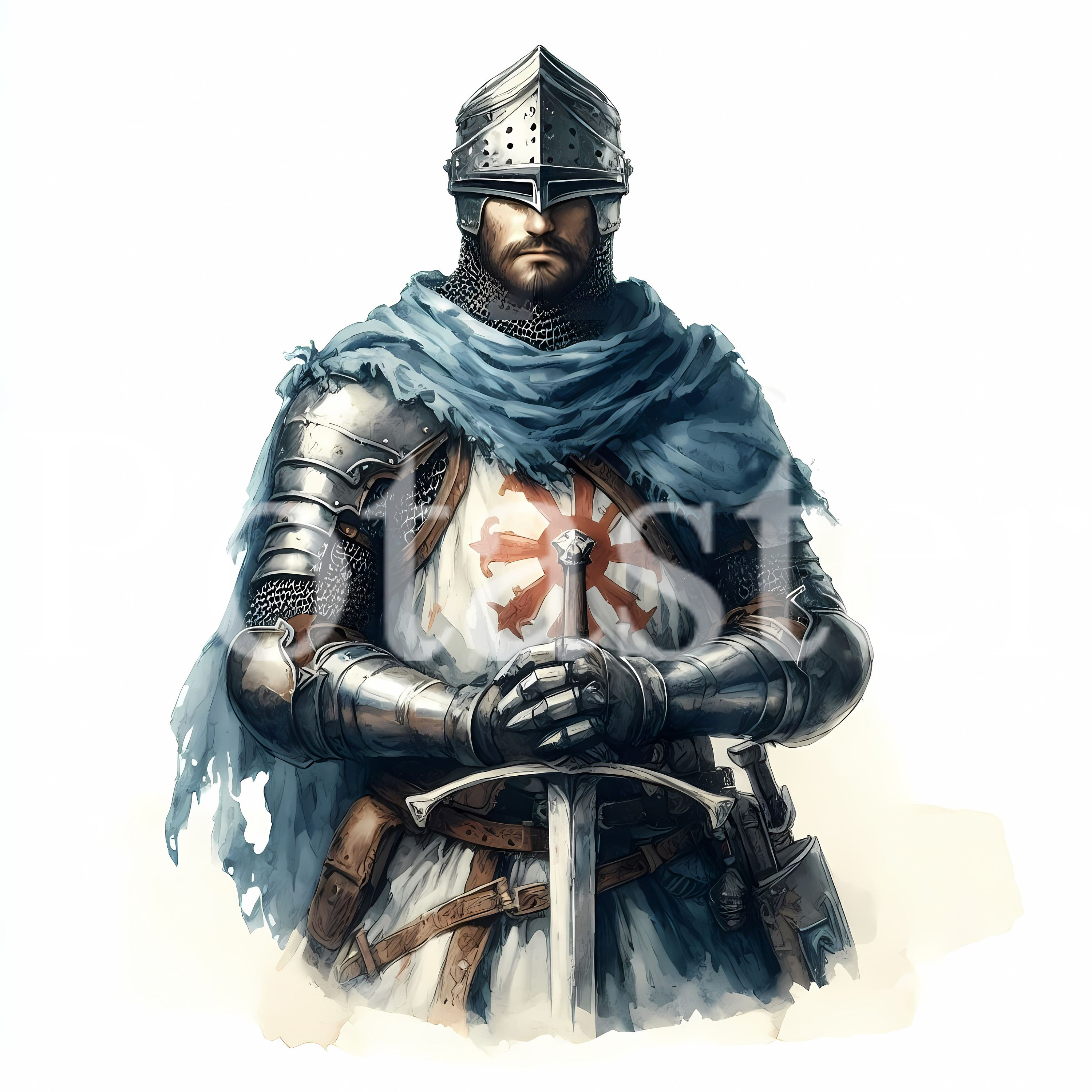 5 Watercolor Medieval Knight Clipart Knight on Horse Printable ...