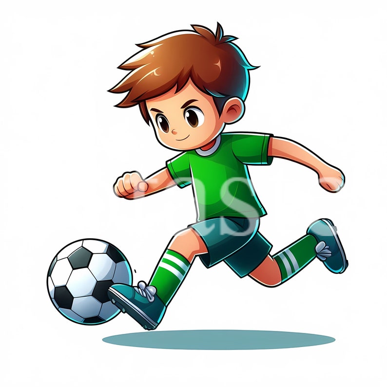 Boy Soccer Player Clipart: Cartoon Style Illustration (commercial Use ...
