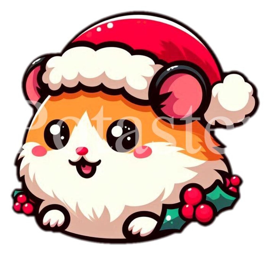 Christmas Hamster Clipart: Holiday Cartoon Designs (digital Download ...