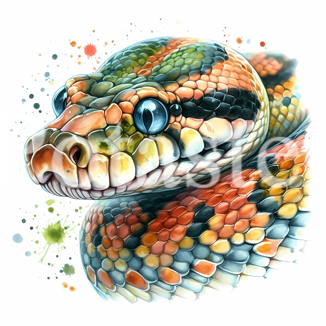 5 Watercolor Snake Clipart Snake Watercolor Clipart Cute Watercolor ...