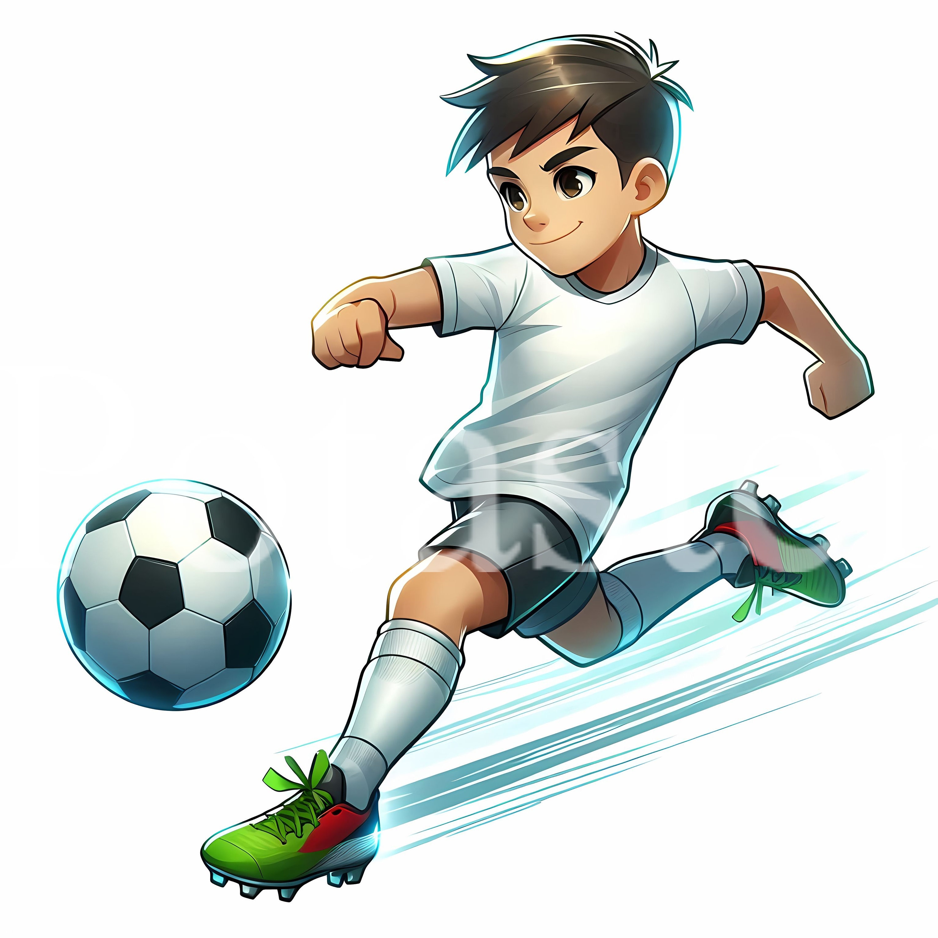 Boy Soccer Player Clipart, Cartoon Football Illustration (commercial ...