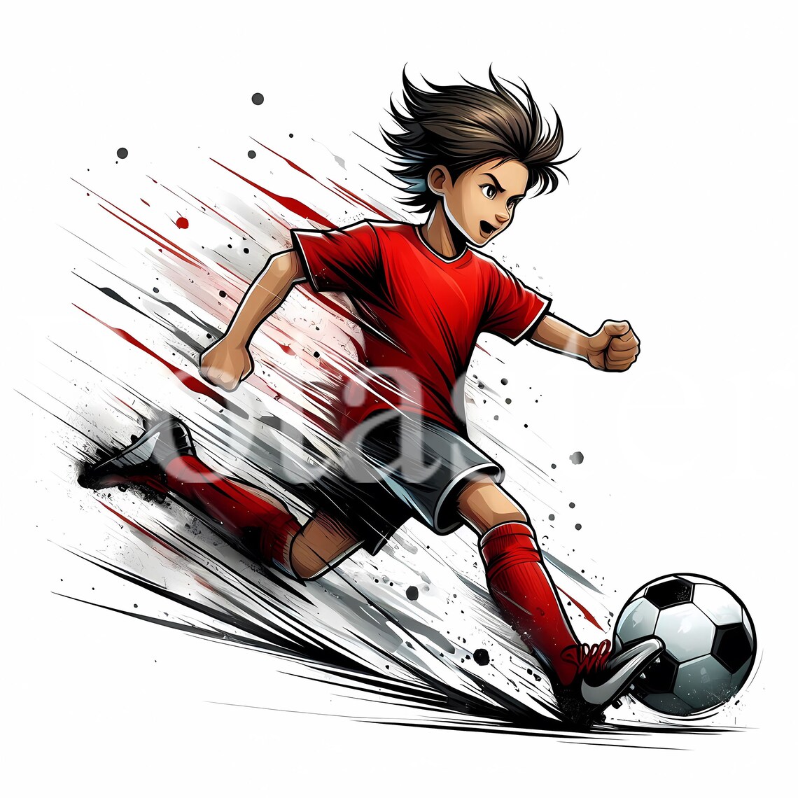 Boy Soccer Player Clipart: Red Uniform, Commercial Use (PNG) - Etsy