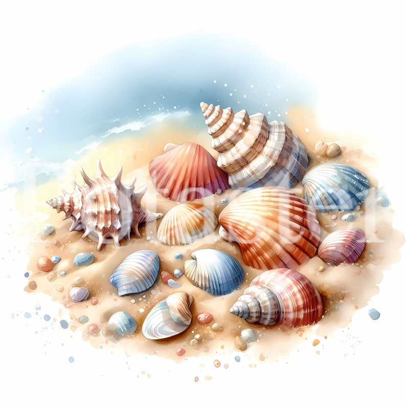 Watercolor Sea Shells Clipart, Beach Themed (digital Download) - Etsy
