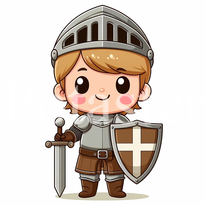 5 Watercolor Cute Knight Bundle Digital Crafts Adorable Knight Clipart ...