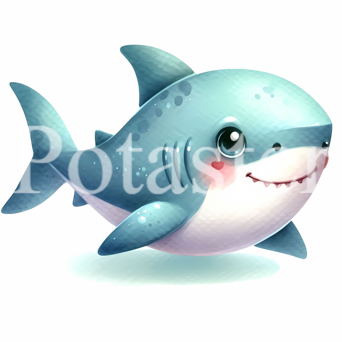 5 Cute Shark Clipart Shark Watercolor Clipart Cute Watercolor Aquarel ...