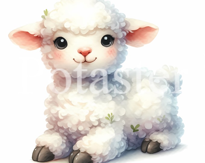 6 Watercolor Funny Sheep Clipart, High Quality Cute Sheep Clipart ...