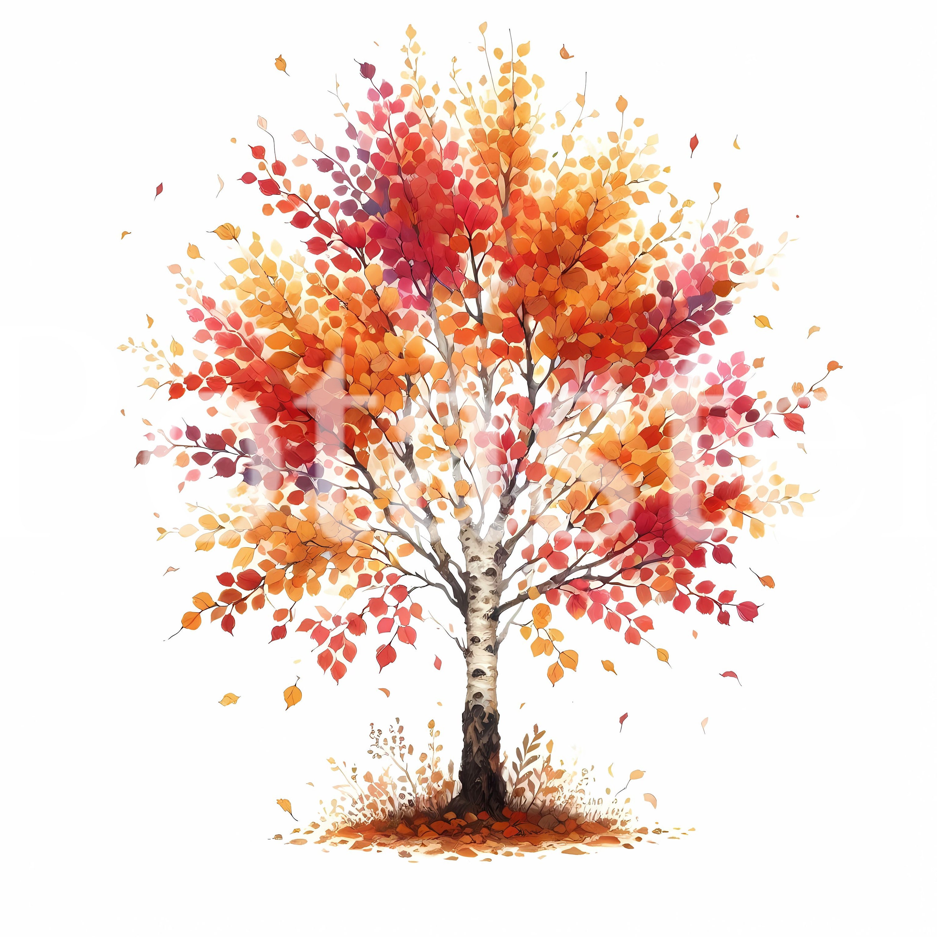 5 Oak Tree Clipart Oak Clipart Autumn Oak Printable Watercolor Clipart ...