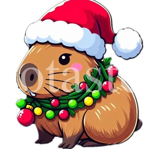 Christmas Capybara Clipart, Holiday Cartoon (commercial Use, Digital ...