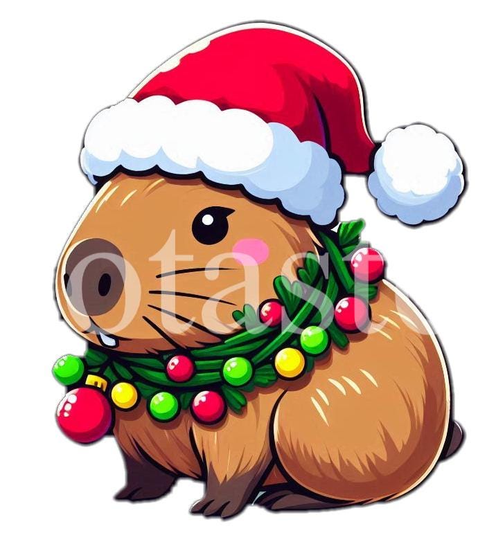 5 Christmas Capybara Clipart Capybara Christmas Clipart Cute Cartoon ...