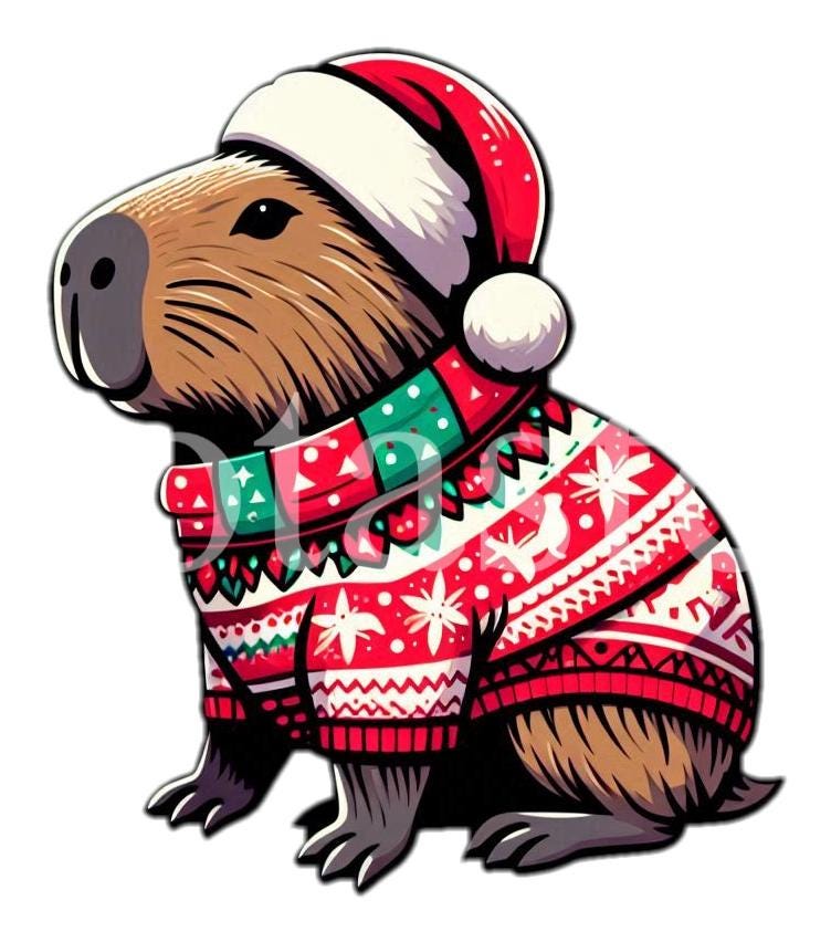 5 Christmas Capybara Clipart Capybara Christmas Clipart Cute Cartoon ...