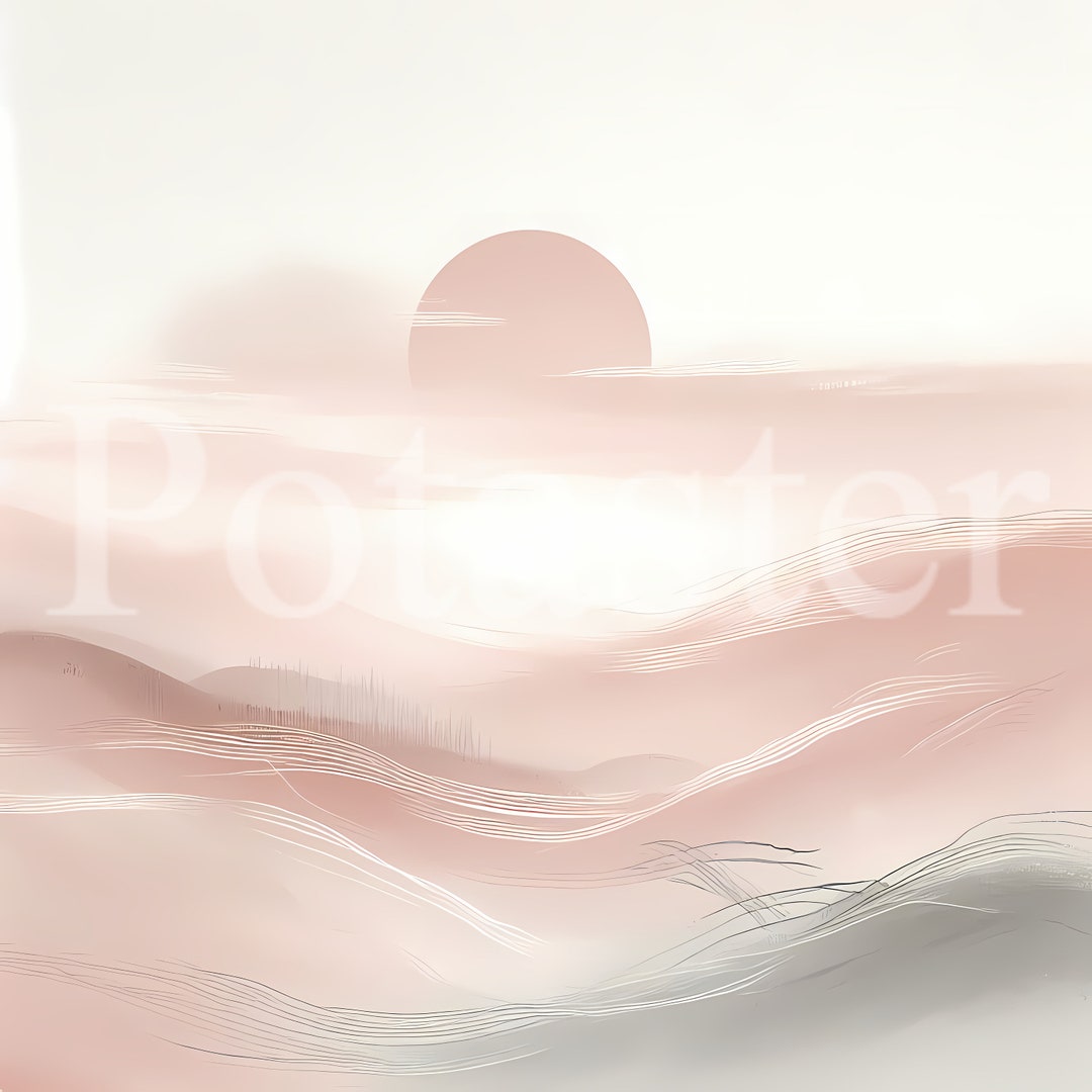 Sunset Art Pink Sunset Light Pink Art Watercolor Art Sunset Art Floral ...