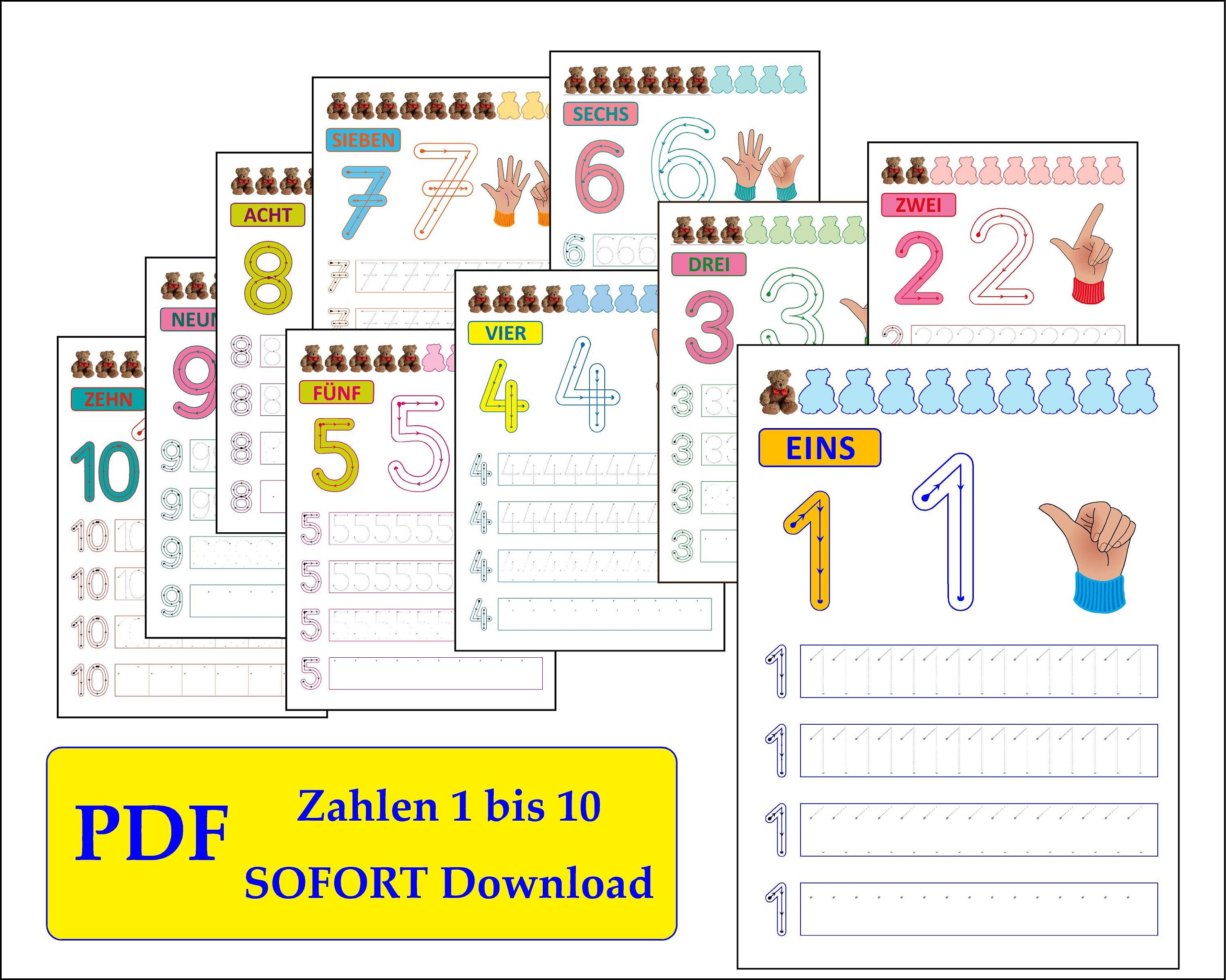 Aprende a escribir los números del 1 al 10 PDF, blanco/negro GRATIS ...