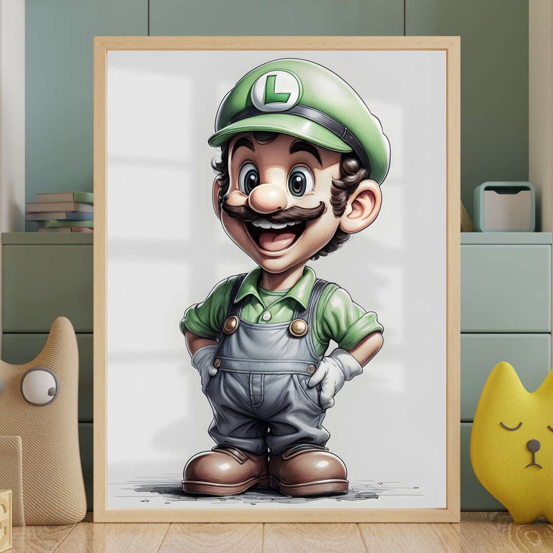 Luigi Poster - Children's Bedroom Wall Decoration - Printable Art - Etsy