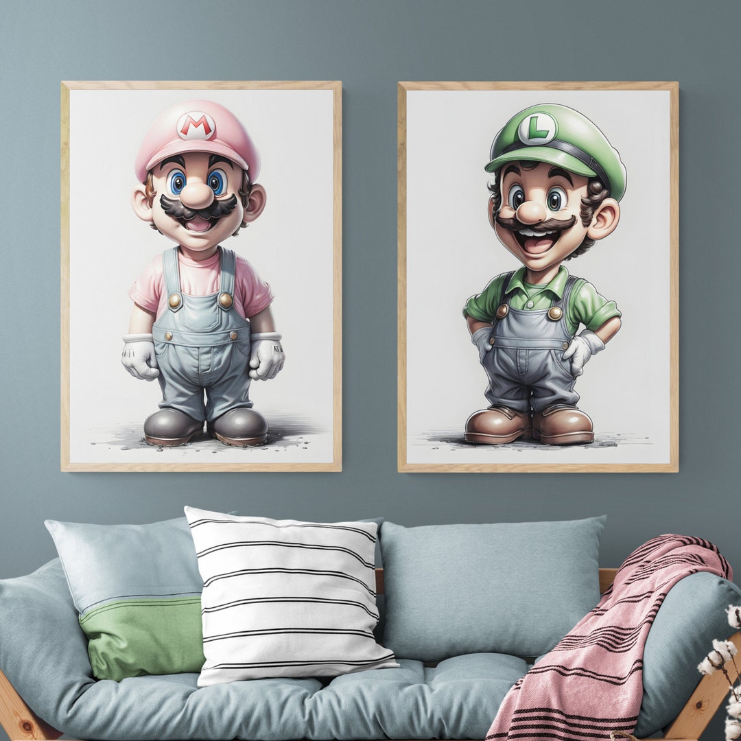 Set of 2 Mario and Luigi Posters - Wall Decoration for Children's Room ...