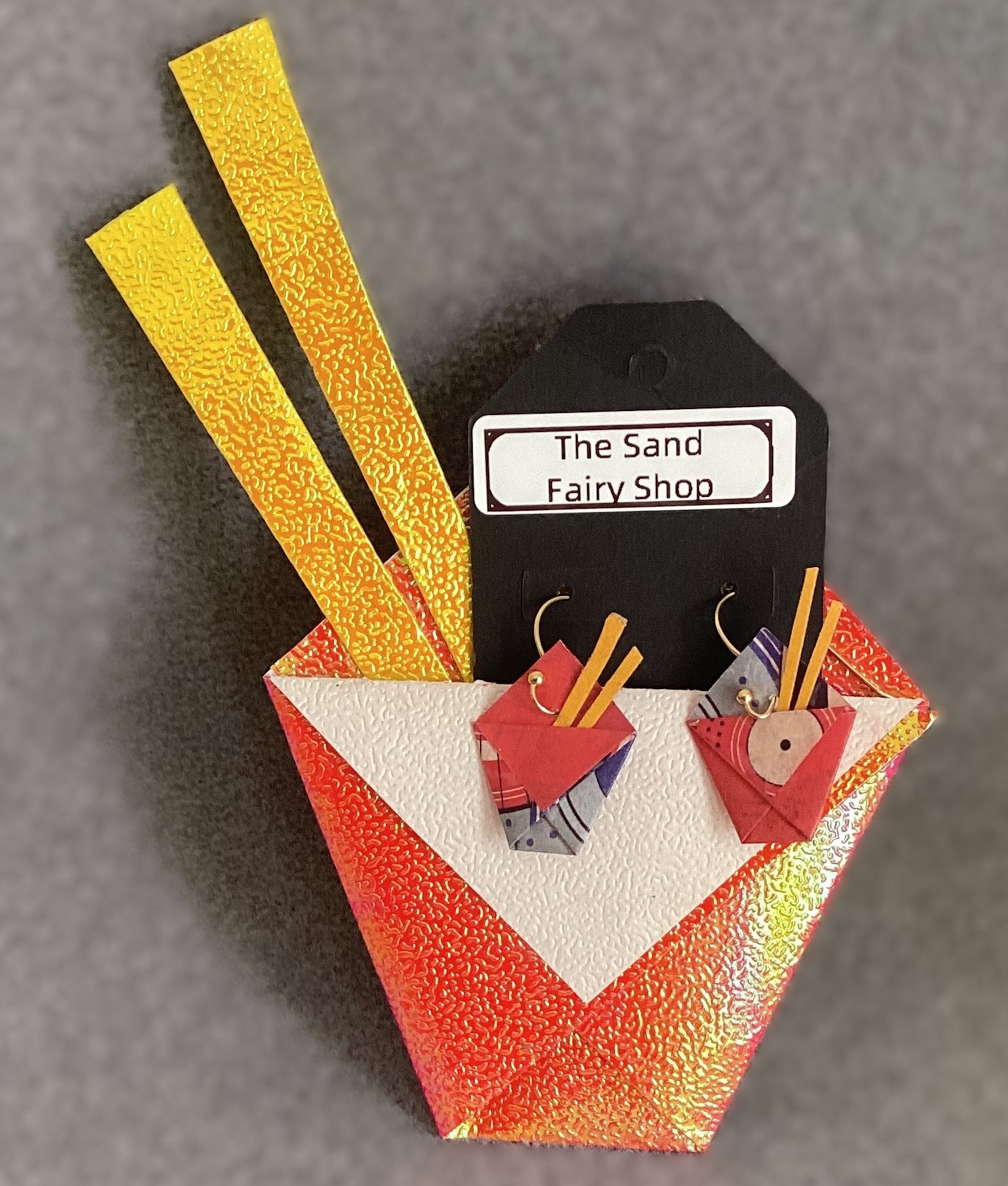 Origami Chinese Take Out Noodle Bowl Earrings in Origami Gift Box Boho ...