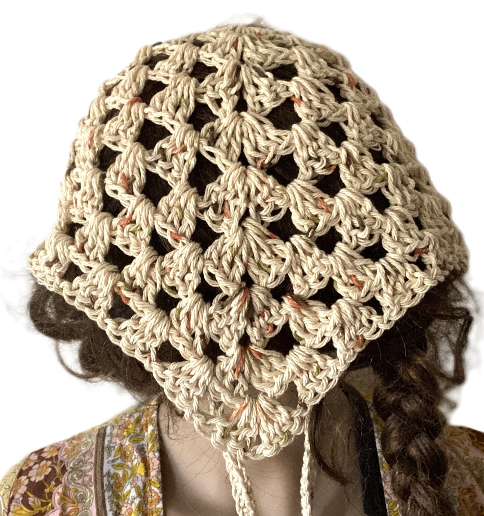 Sandy Beach Boho Crochet Bandana Triangle Bandana Speckled Tan Cotton ...