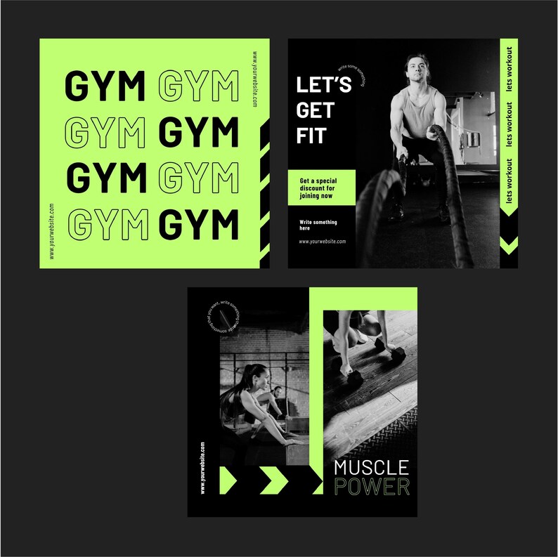 Gym Fitness Instagram Bundle, Social Media Gym Templates Pack, Gym ...