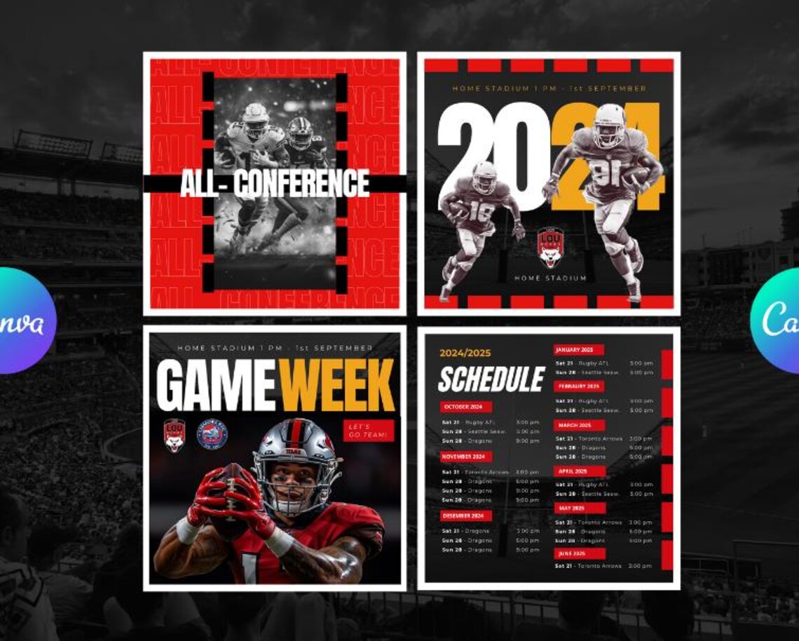 Professional Sports Team Canva Instagram Templates - 16 Graphics ...