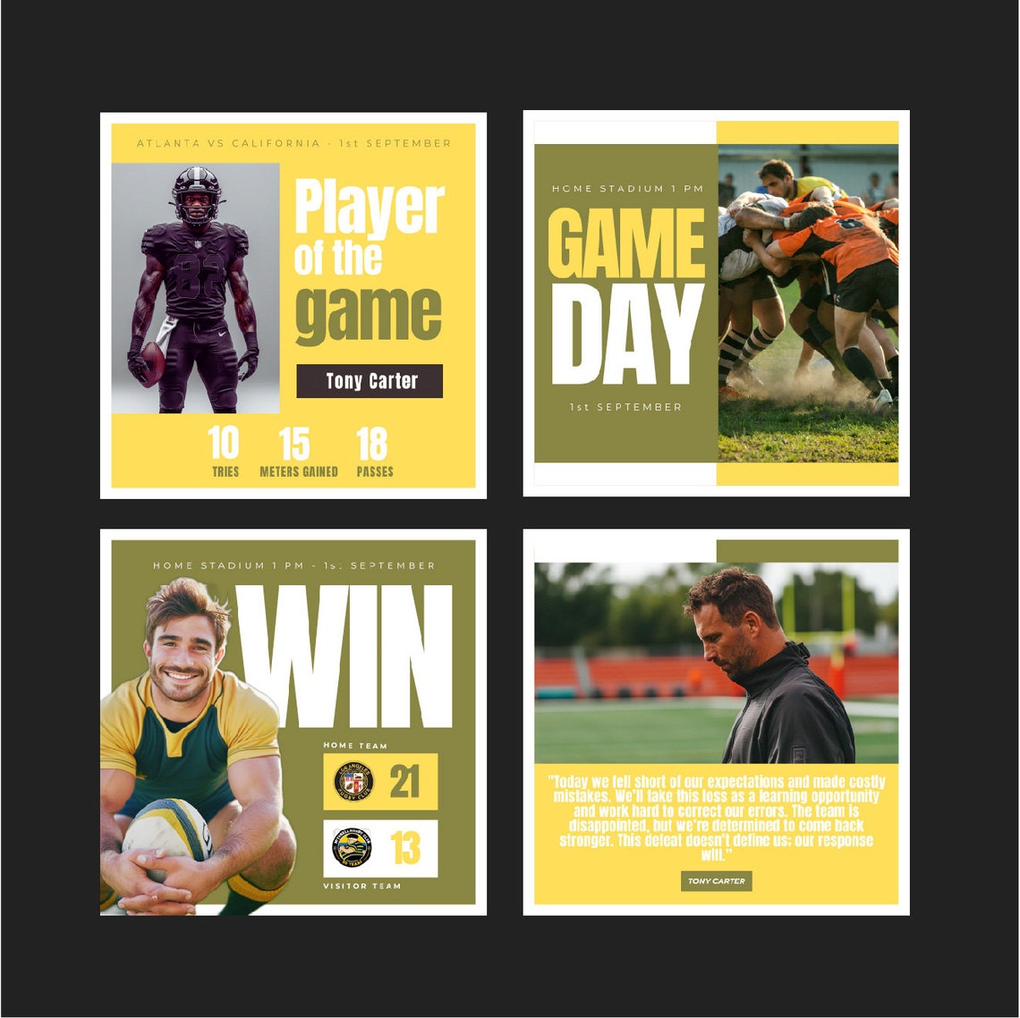 Professional Sports Team Canva Instagram Templates - 11 Graphics ...