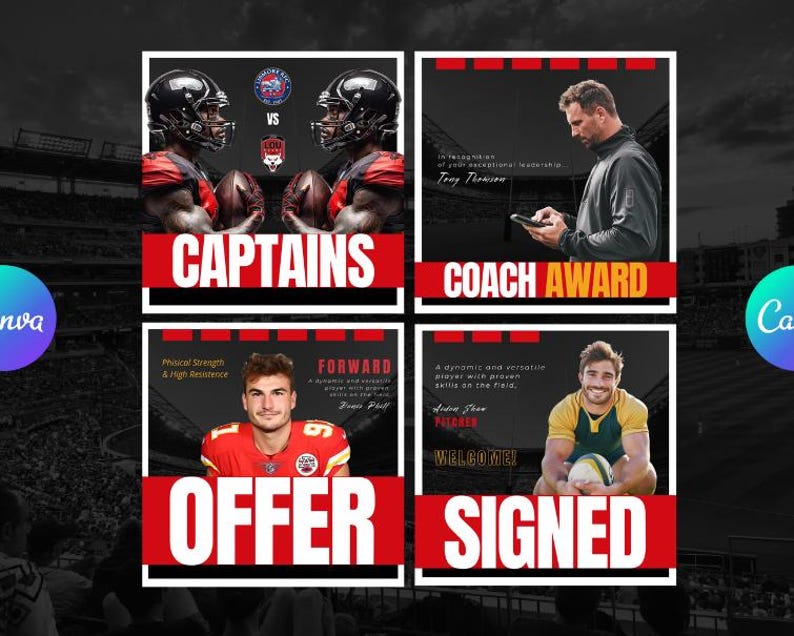 Professional Sports Team Canva Instagram Templates - 16 Graphics ...