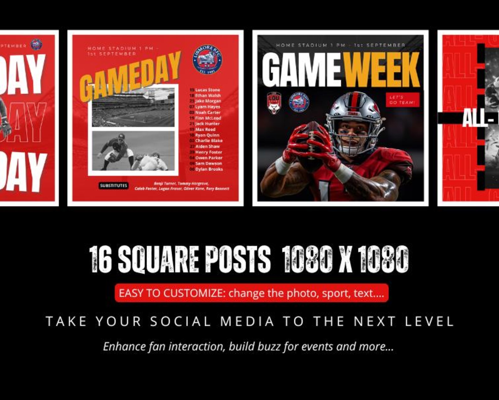 Professional Sports Team Canva Instagram Templates - 16 Graphics ...
