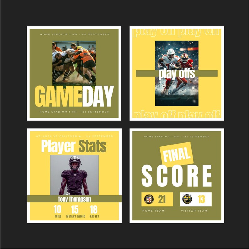 Professional Sports Team Canva Instagram Templates - 11 Graphics ...