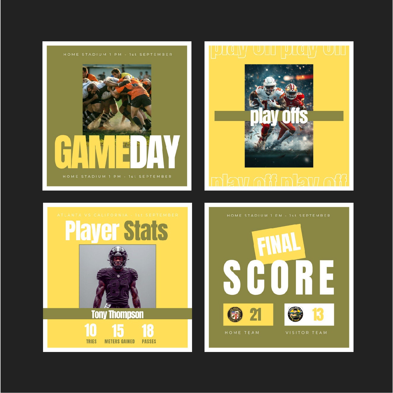 Professional Sports Team Canva Instagram Templates - 11 Graphics ...
