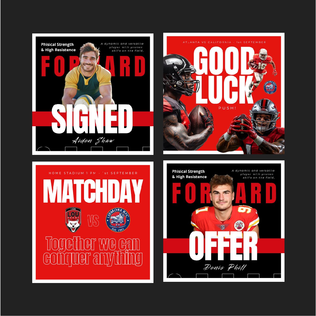 Professional Sports Team Canva Instagram Templates 16 Graphics Gameday ...