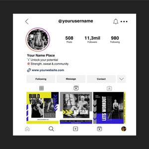 Gym Fitness Instagram Bundle, Social Media Gym Templates Pack, Gym ...