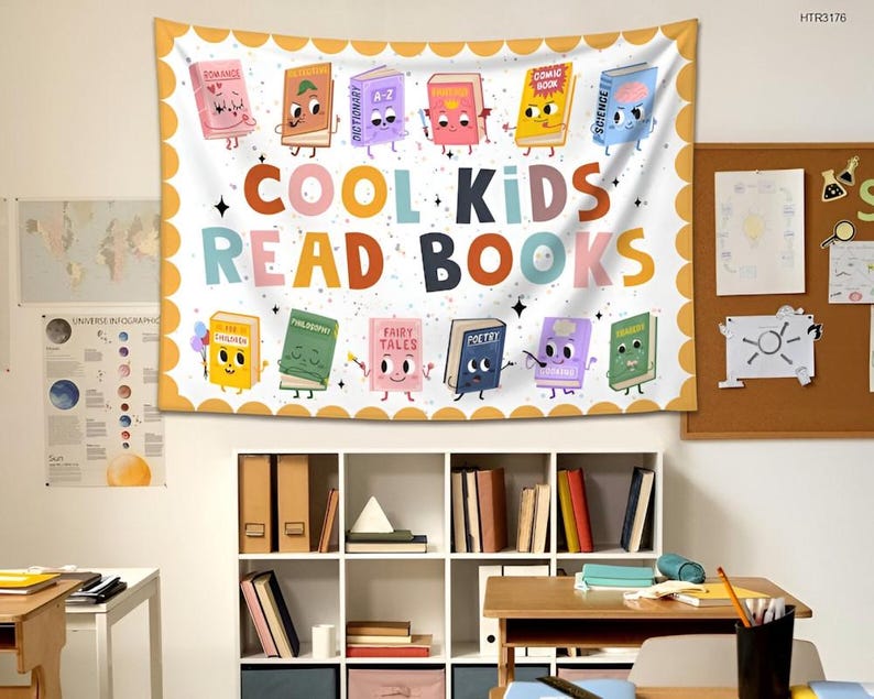 Classroom Tapestry, Classroom Banner, Welcome to Class, Cool Kids Read ...
