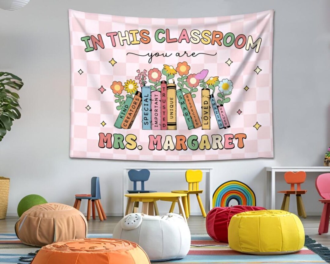 Classroom Tapestry Decor, Custom Welcome Teachers Name Classroom Banner ...
