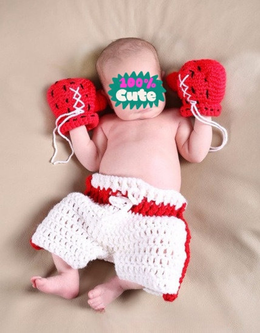 Little Champ Boxer, Newborn Boxing Outfit With Crochet Gloves, Baby ...