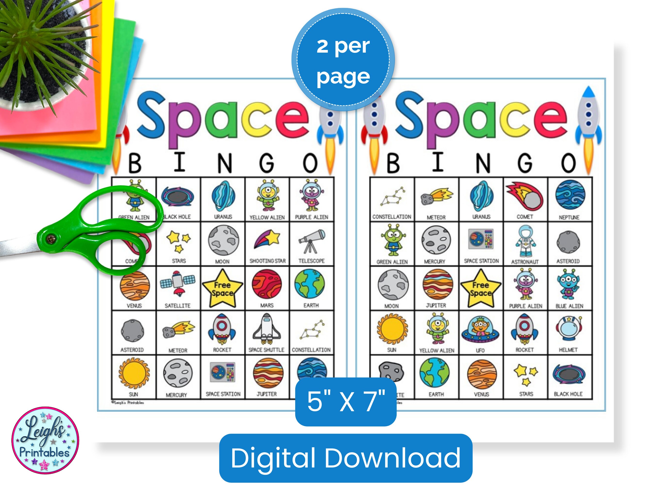 30 Space Printable Bingo Cards, Bingo for Kids, Space Bingo, Party Game ...