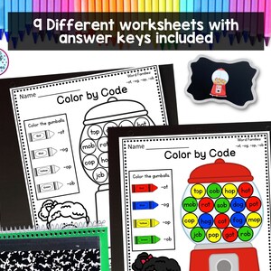 Short Vowel Color by Code Gumball Printables and Seesaw Links, Phonics ...