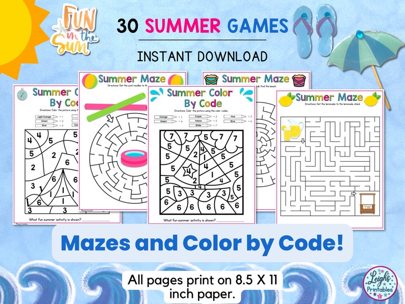 Summer Activities for Kids, 30 Printable Summer Party Games, Family ...