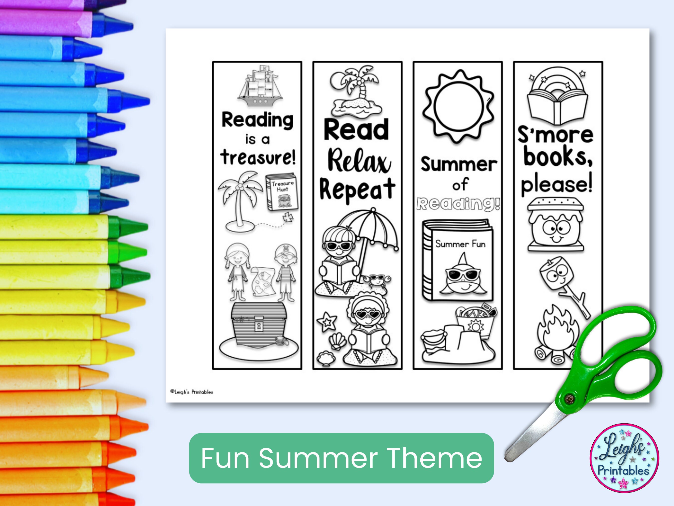 Summer Reading Fun: Kids Coloring Bookmarks Set, 12 Printable DIY ...