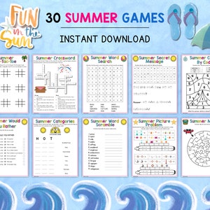 Summer Activities for Kids, 30 Printable Summer Party Games, Family ...