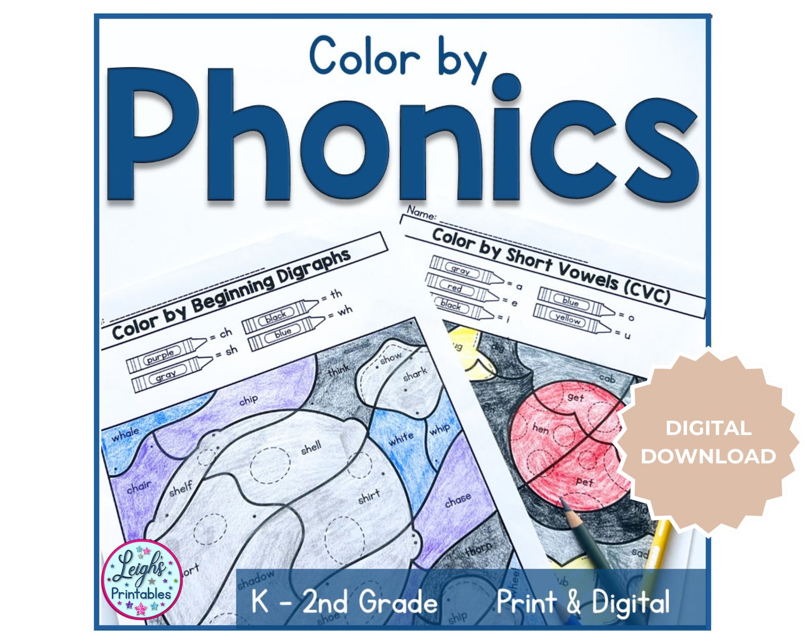 Phonics Color by Code for Short Vowels, Long Vowels, Blends, and ...