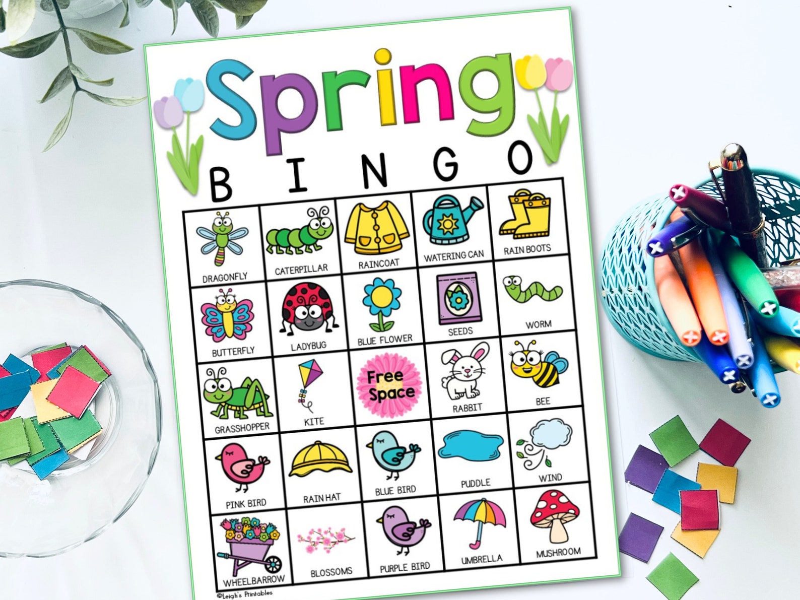 30 Spring Printable Bingo Cards, Bingo for Kids, Springtime Bingo ...