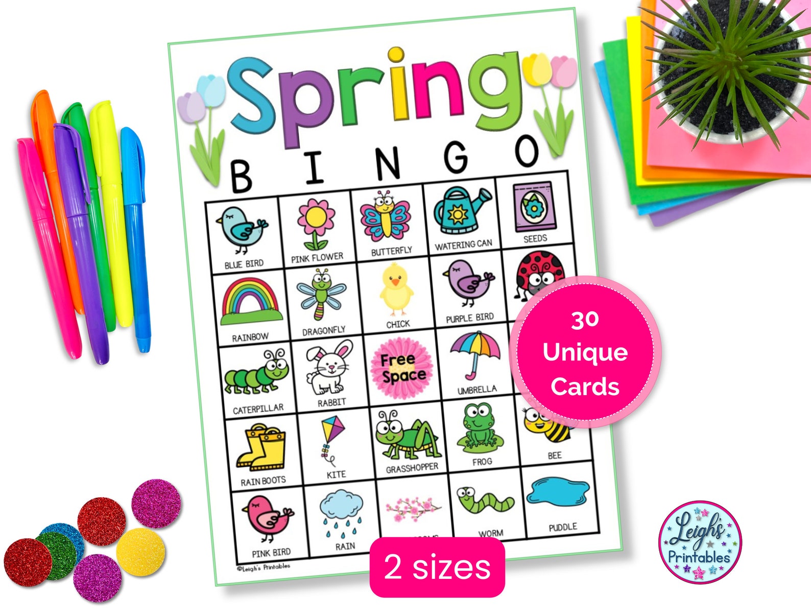 30 Spring Printable Bingo Cards, Bingo for Kids, Springtime Bingo ...