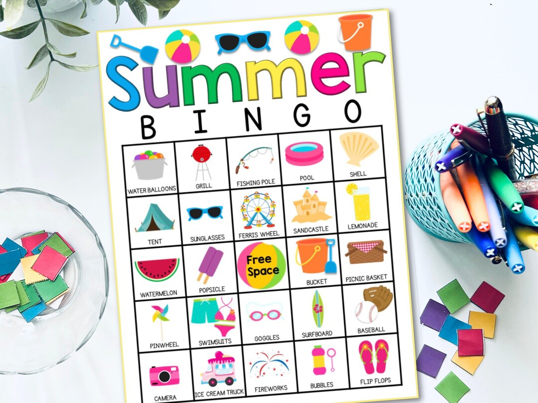 30 Summer Printable Bingo Cards, Bingo for Kids, Summer Bingo, Party ...