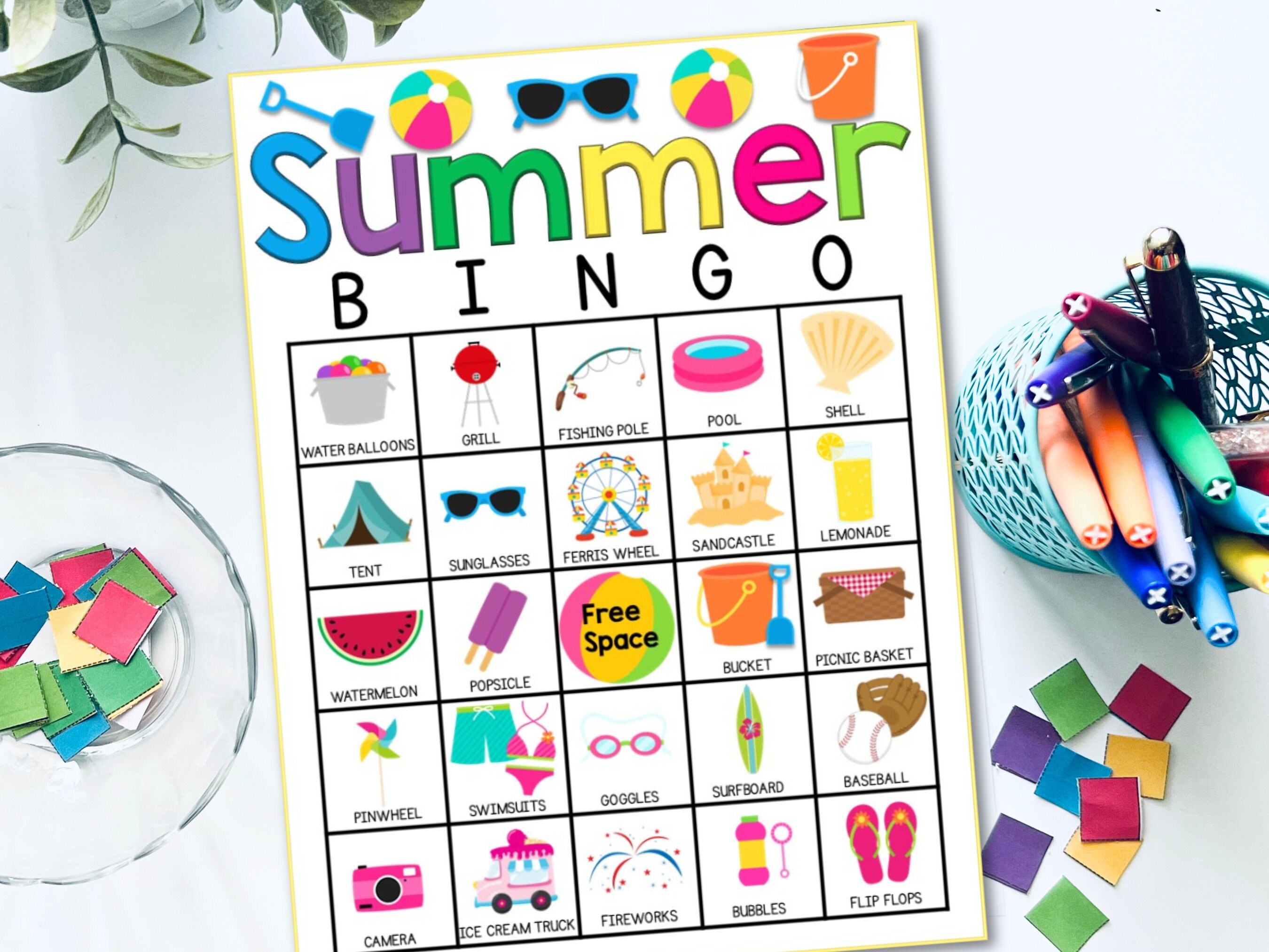 30 Summer Printable Bingo Cards, Bingo for Kids, Summer Bingo, Party ...