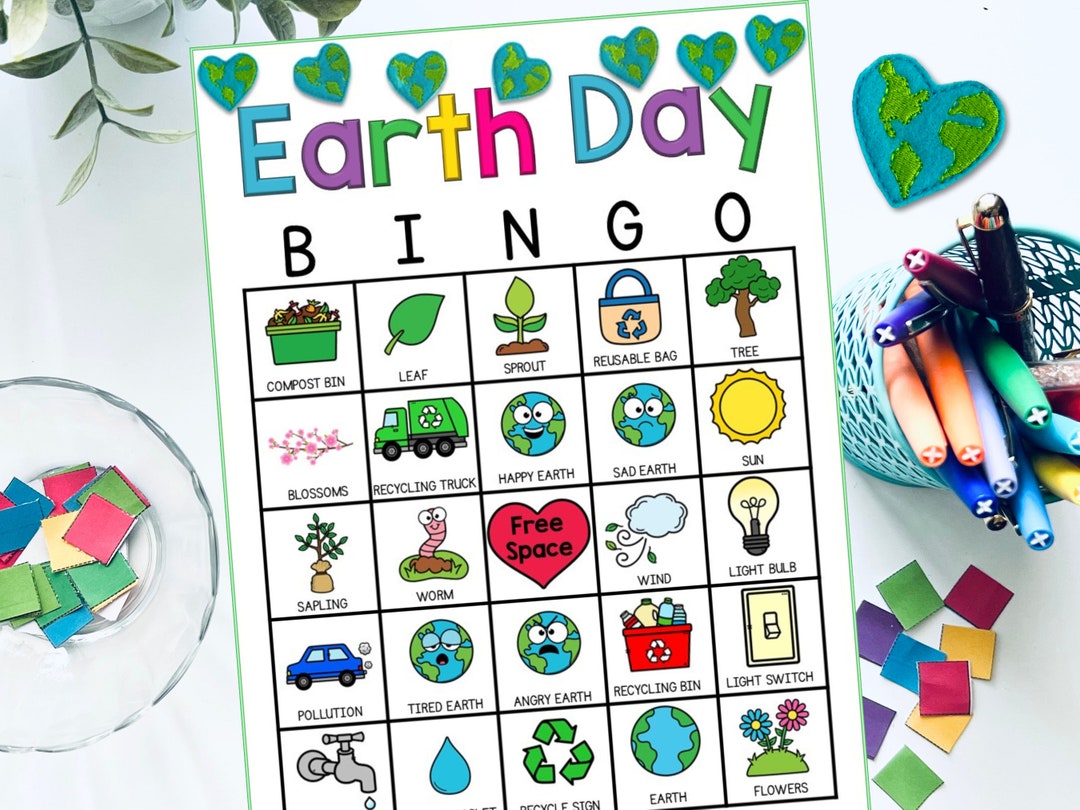 Earth Day Bingo Game for Kids, 30 Printable Bingo Cards, Earth Day Game ...