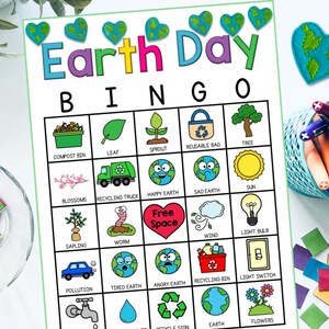 Earth Day Bingo Game for Kids, 30 Printable Bingo Cards, Earth Day Game ...