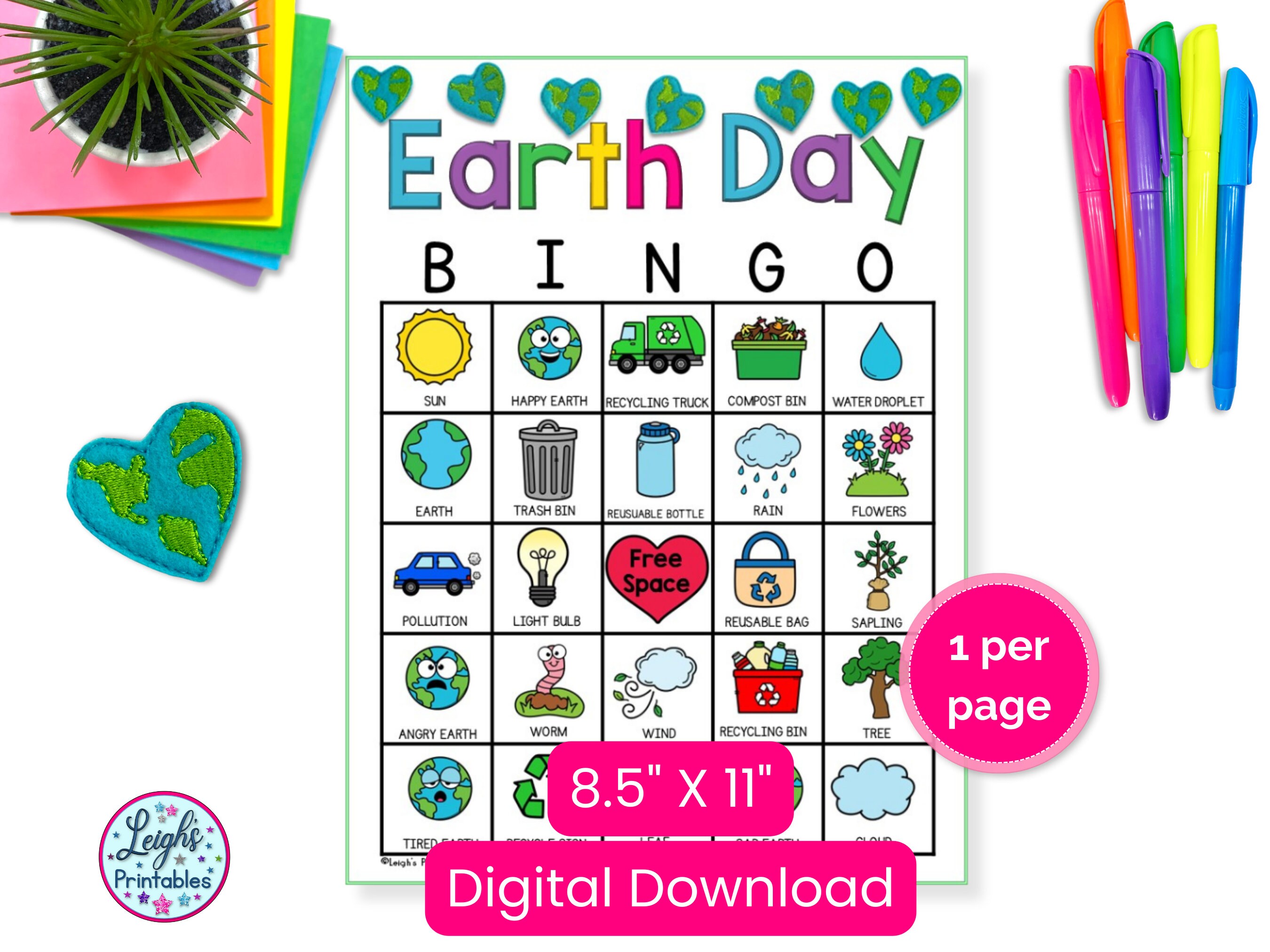 Earth Day Bingo Game for Kids, 30 Printable Bingo Cards, Earth Day Game ...