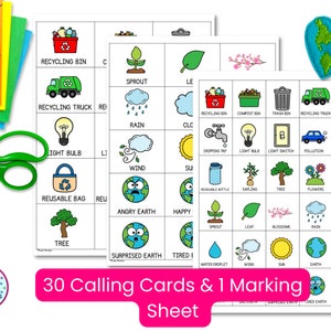 Earth Day Bingo Game for Kids, 30 Printable Bingo Cards, Earth Day Game ...