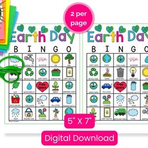 Earth Day Bingo Game for Kids, 30 Printable Bingo Cards, Earth Day Game ...