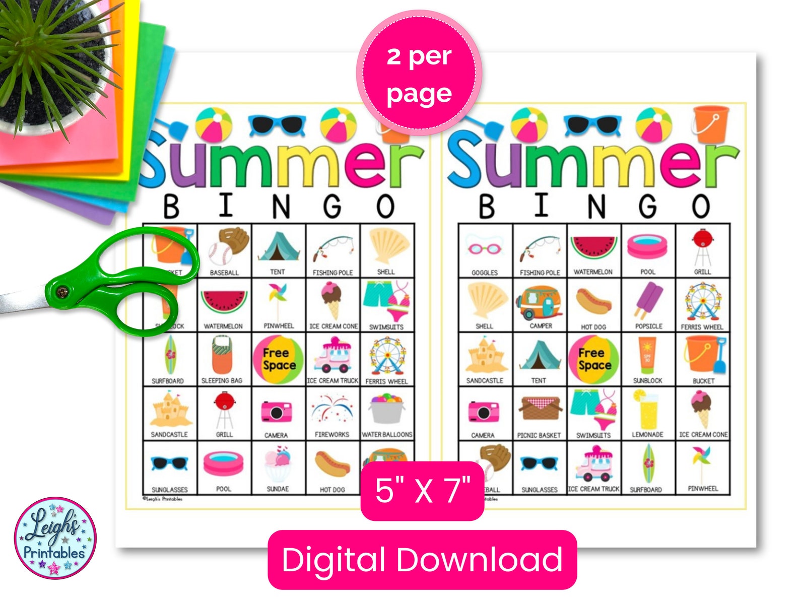 30 Summer Printable Bingo Cards, Bingo for Kids, Summer Bingo, Party ...