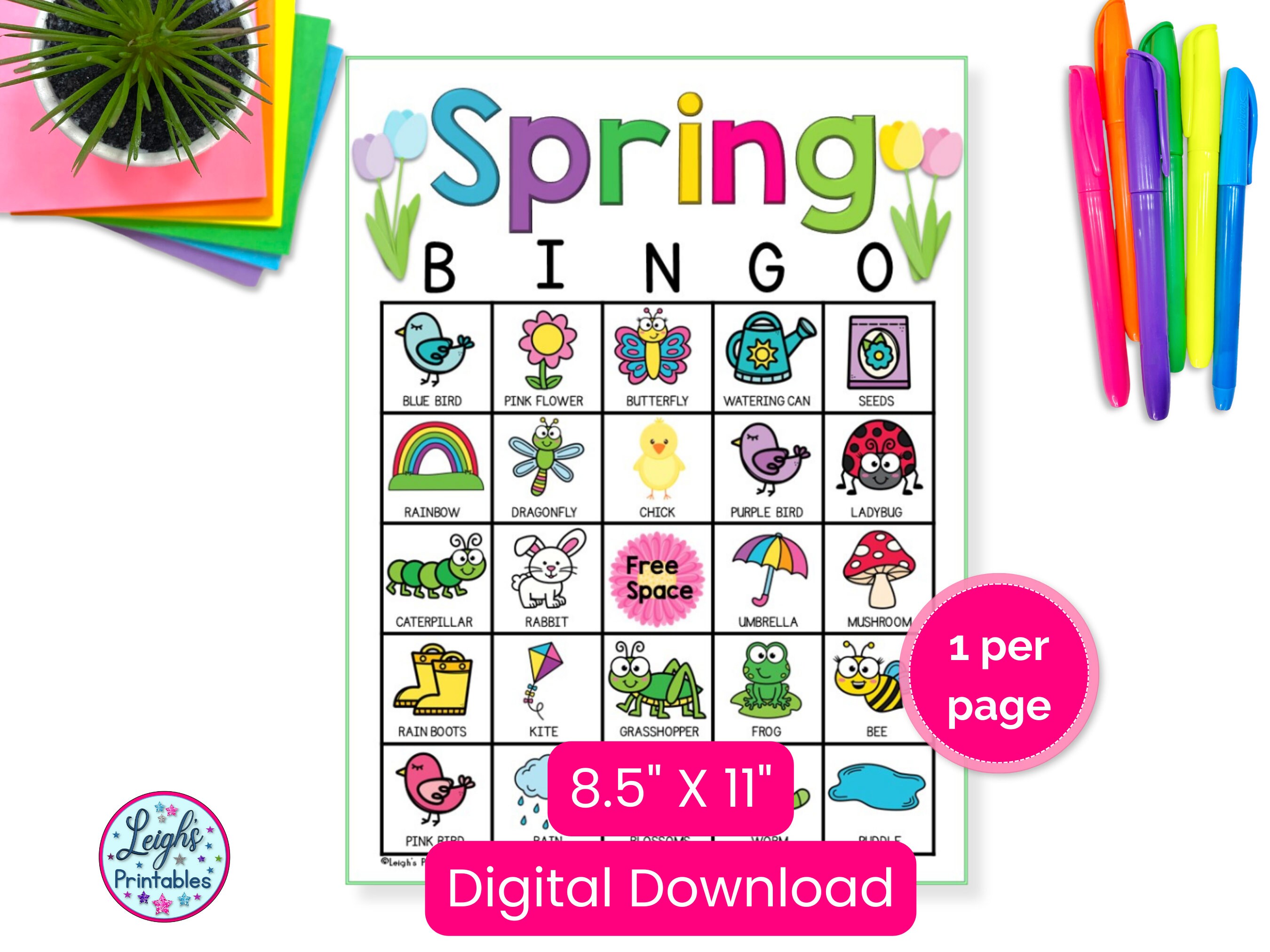 30 Spring Printable Bingo Cards, Bingo for Kids, Springtime Bingo ...